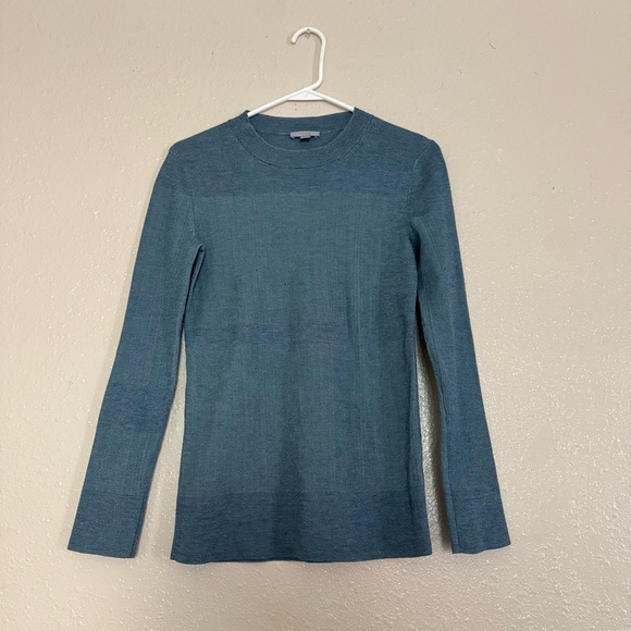 COS | Tops | Cos Blue Gray Ribbed Shimmer Wool Blend Long Sleeve Top ...